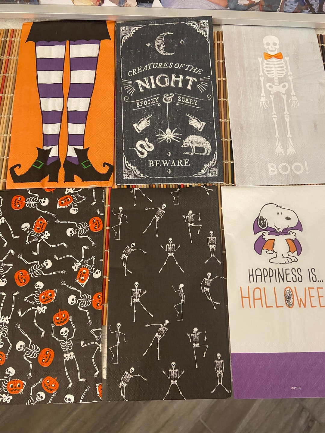 Halloween Napkins, Decoupage, Skeleton Napkins, Witch Napkins, Dancing ...