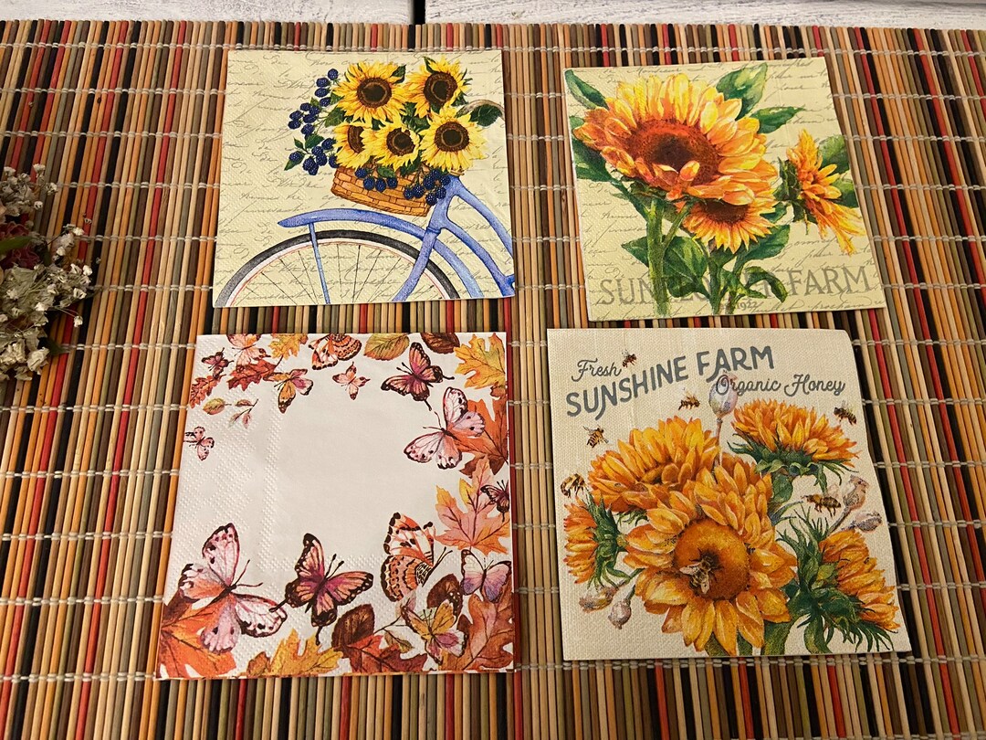 Flower Napkins, Decoupage Napkins, Spring Napkins, Flower Napkins ...