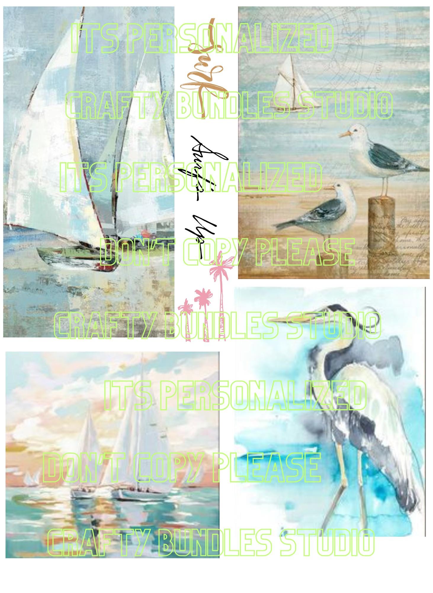 FREE SHIPPING USA Nautical Rice Paper, Coaster Rice Paper, Beach ...