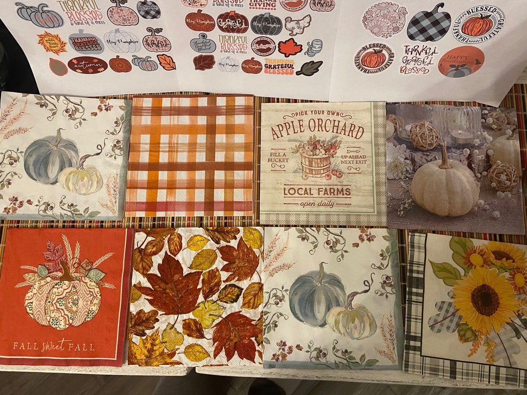 Fall Napkins, Decoupage Napkins, Fall DIY, Fall Pumpkin, Fall Gnome ...