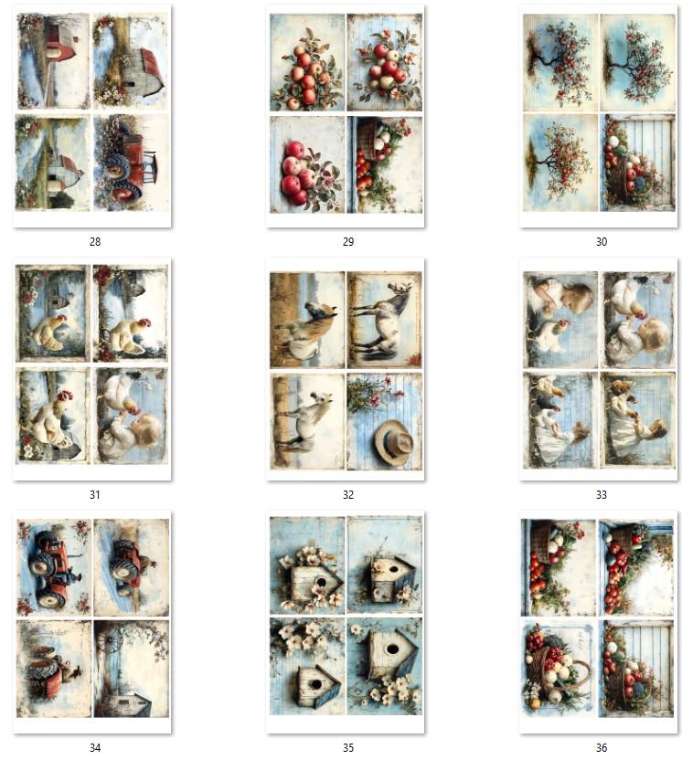 FREE SHIPPING USA Farmhouse Clipart Rice Paper, Coaster Rice Paper ...