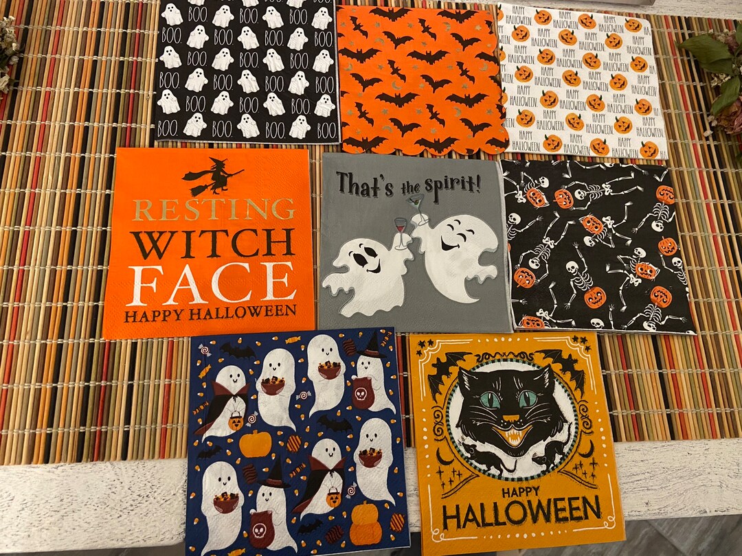 Ghost Napkins, Decoupage Napkins, Halloween DIY, Witch Napkins, Skull ...