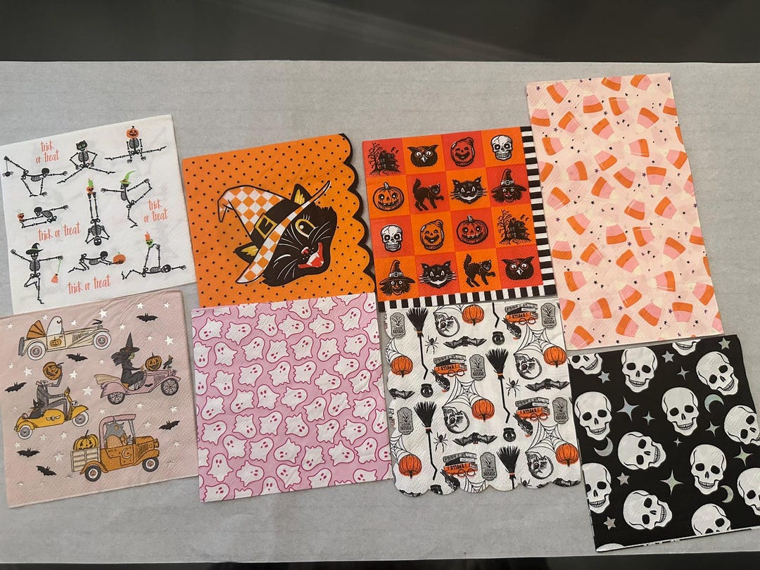 Ghost Napkins, Decoupage Napkins, Halloween DIY, Witch Napkins, Skull ...