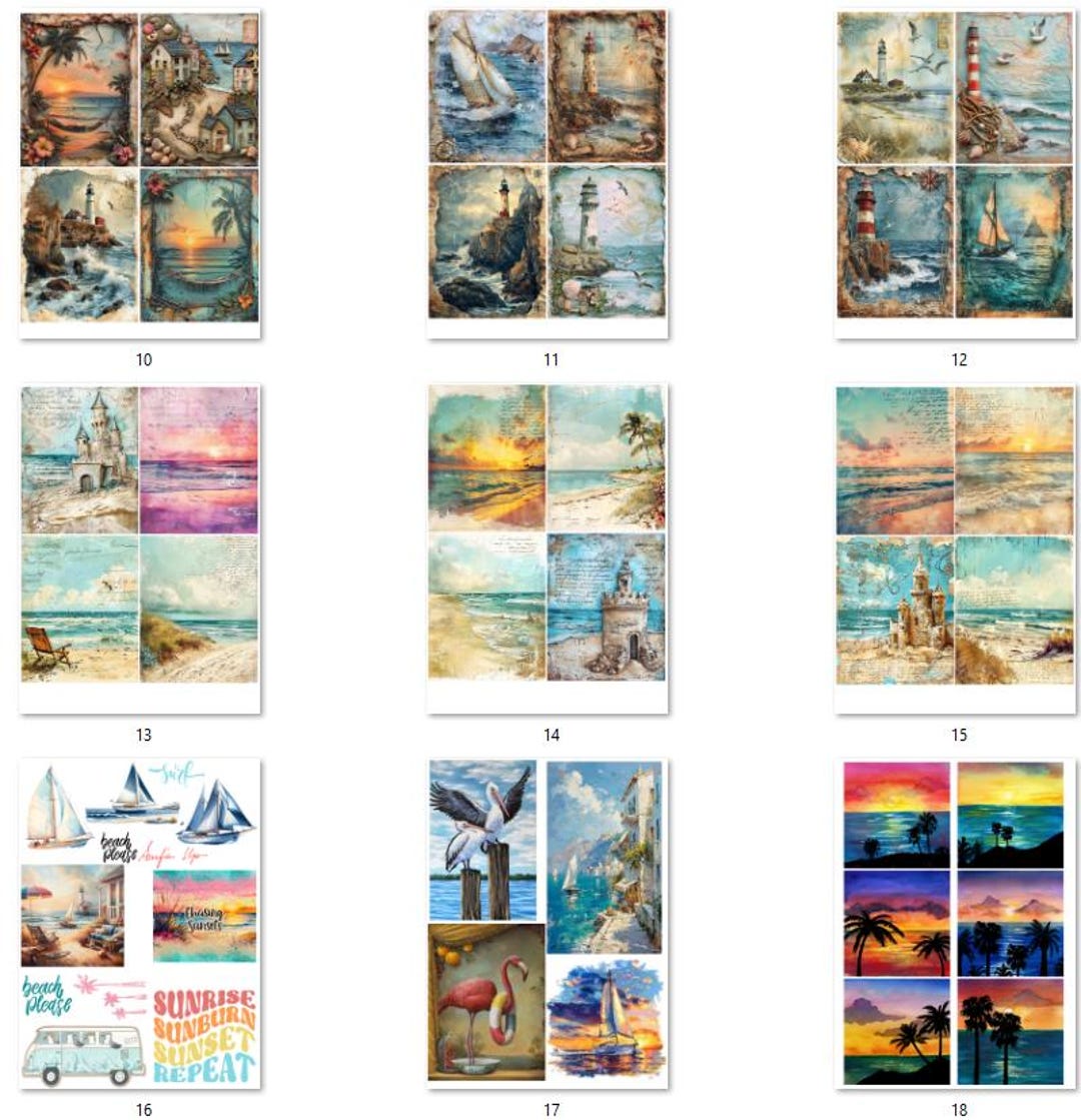 FREE SHIPPING USA Nautical Rice Paper, Coaster Rice Paper, Beach ...