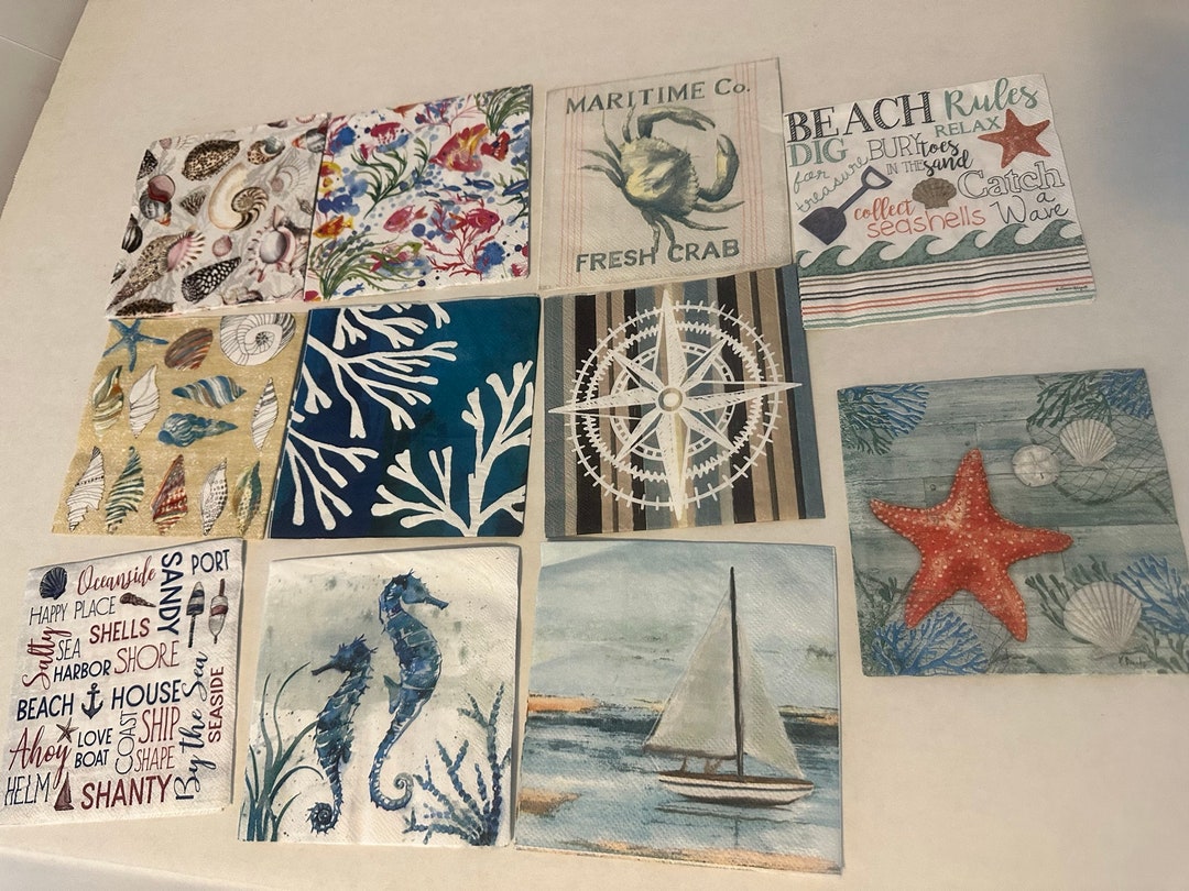 Nautical, Beach Napkins, Pattern Napkins, Napkin Set, DIY Napkins ...