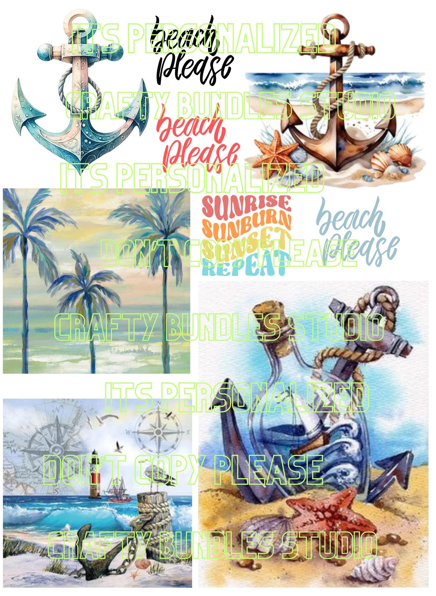 FREE SHIPPING USA Nautical Rice Paper, Coaster Rice Paper, Beach ...