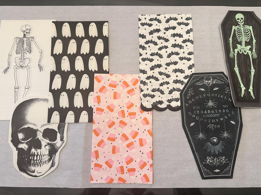Ghost Napkins, Decoupage Napkins, Halloween DIY, Witch Napkins, Skull ...