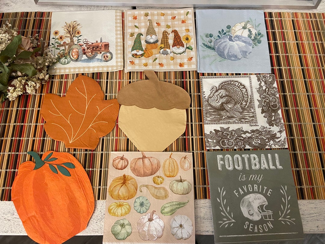 Fall Napkins, Decoupage Napkins, Fall DIY, Flower Napkins, Pumpkin ...