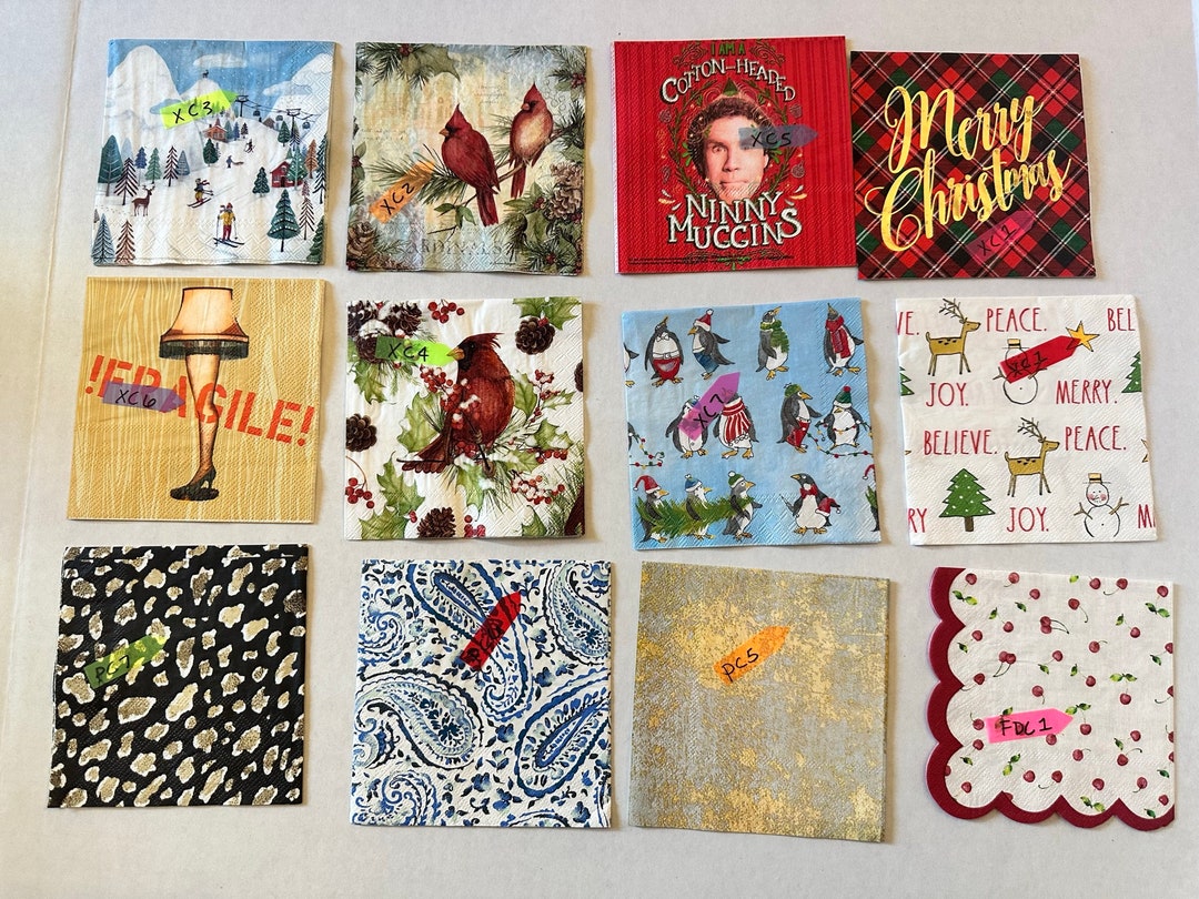 Christmas Decoupage Napkin Set, DIY Napkins, Christmas DIY Set ...