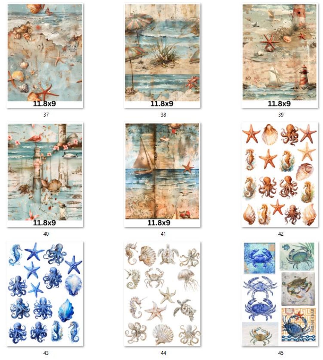 FREE SHIPPING USA Nautical Paper, Nautical Ephemera, Coasters, Beach ...