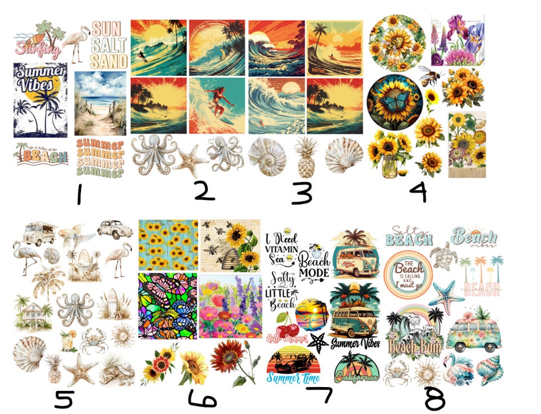 FREE SHIPPING USA Summer Clipart Rice Paper, Coaster Rice Paper ...