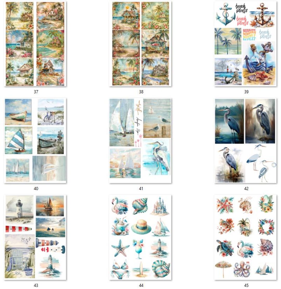 FREE SHIPPING USA Nautical Rice Paper, Coaster Rice Paper, Beach ...