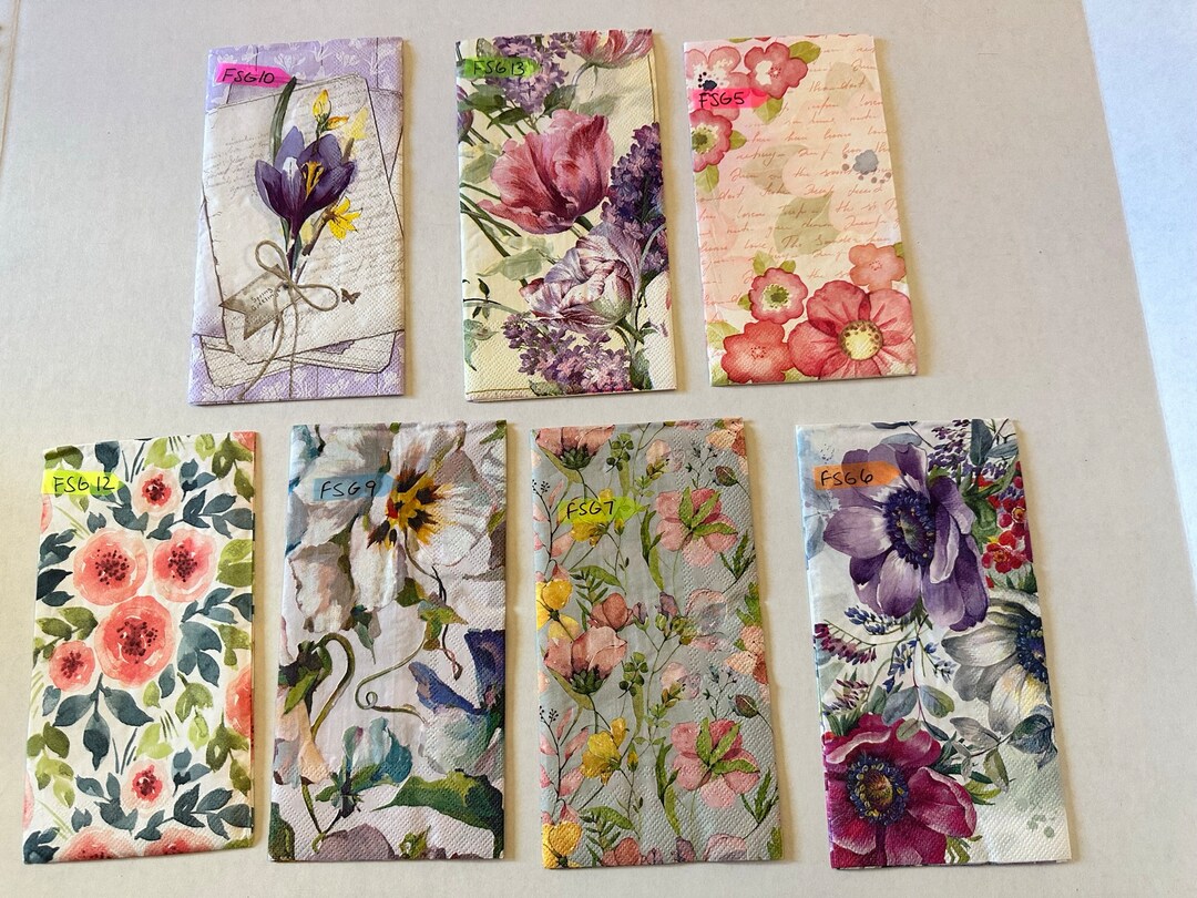 Spring and Flowers Decoupage Napkin Set, DIY Napkins, Spring DIY Napkin ...