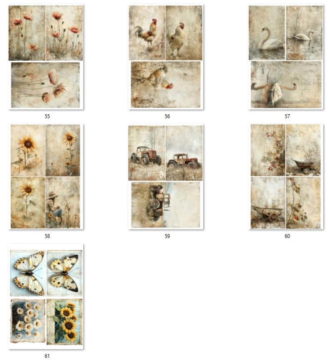 FREE SHIPPING USA Farmhouse Clipart Rice Paper, Coaster Rice Paper ...