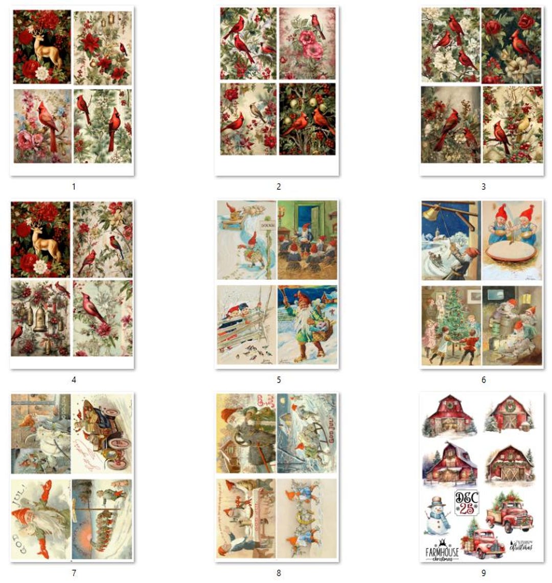 FREE SHIP USA 9.5x13 Inches Christmas Rice Paper, Christmas Vintage ...