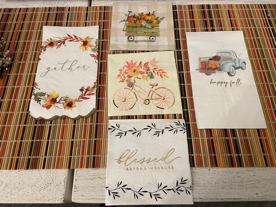 Fall Napkins, Decoupage Napkins, Fall DIY, Flower Napkins, Pumpkin ...