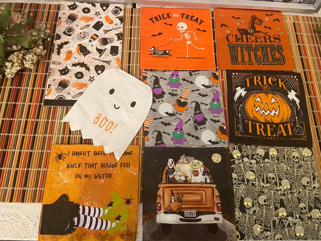 Ghost Napkins, Decoupage Napkins, Halloween DIY, Witch Napkins, Skull ...