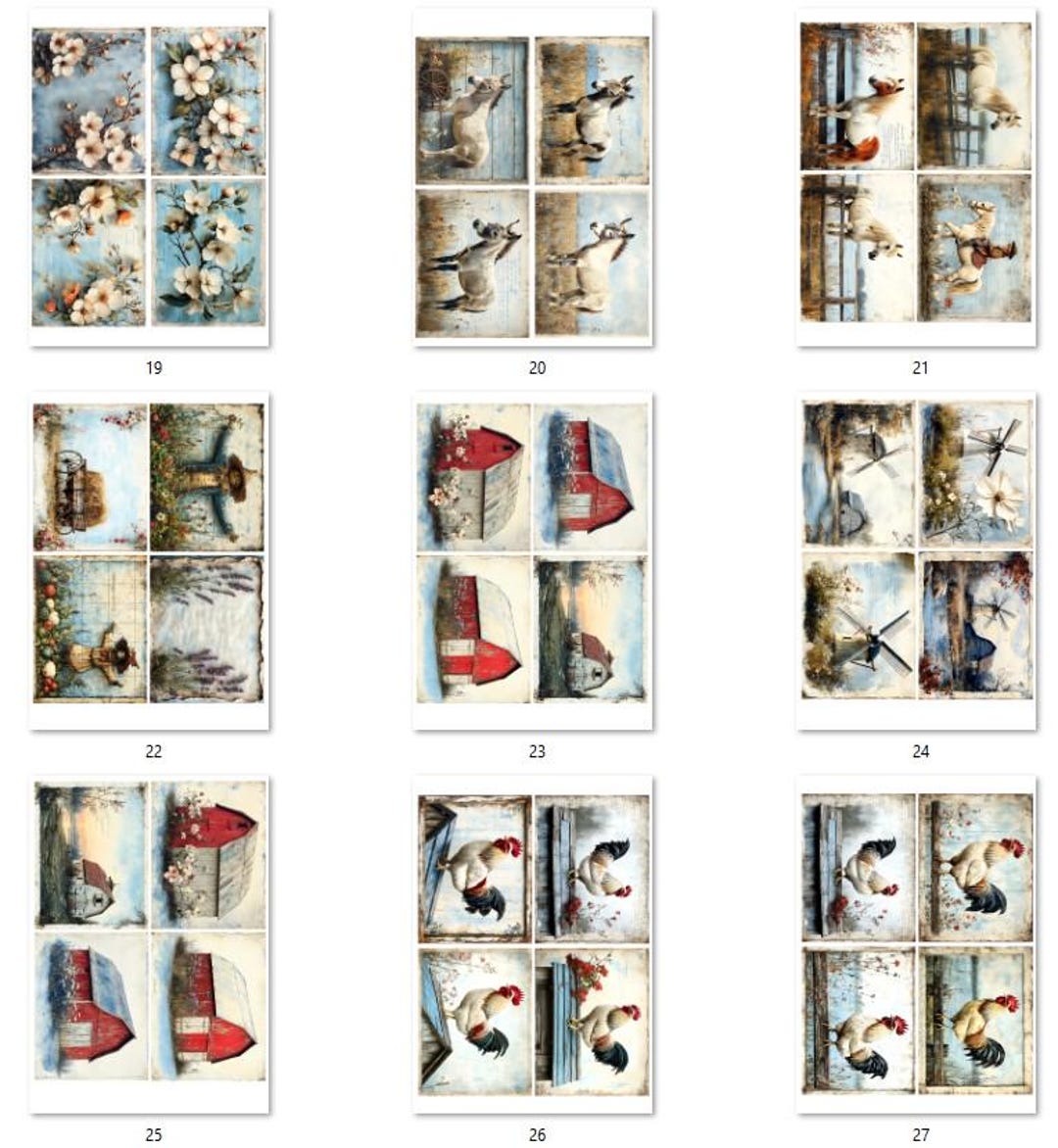 FREE SHIPPING USA Farmhouse Clipart Rice Paper, Coaster Rice Paper ...