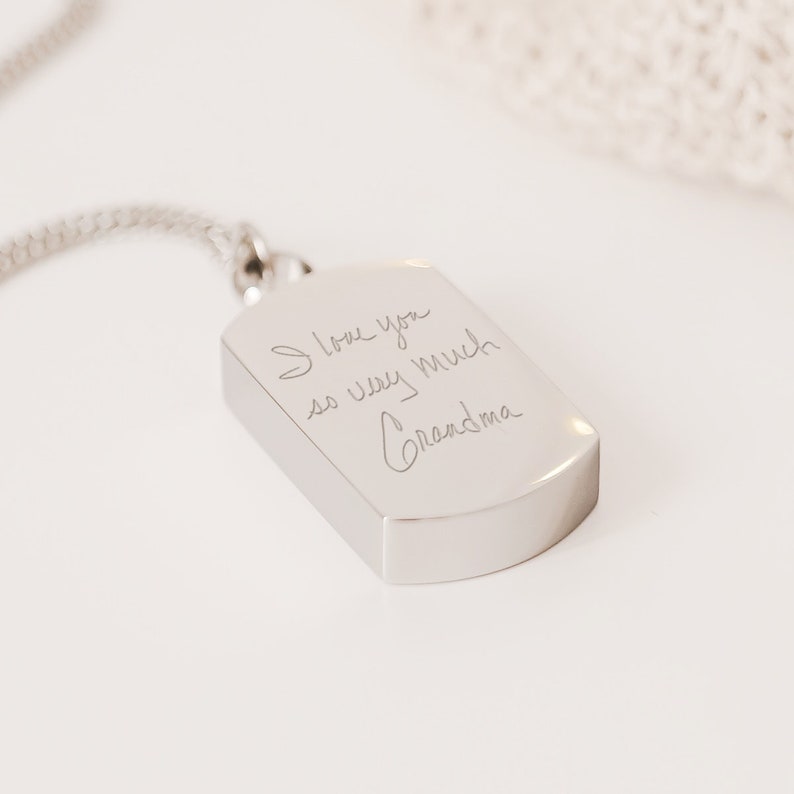 Actual Handwriting Cremation Urn Dog Tag ashes Necklace - Etsy
