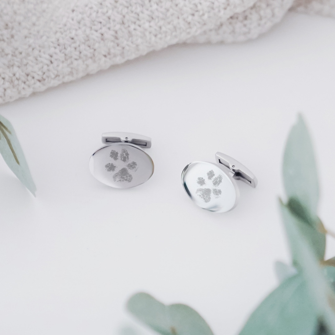 Oval Paw Print Cufflinks Pet Memorial Paw Print Memorial Jewellery Dog ...