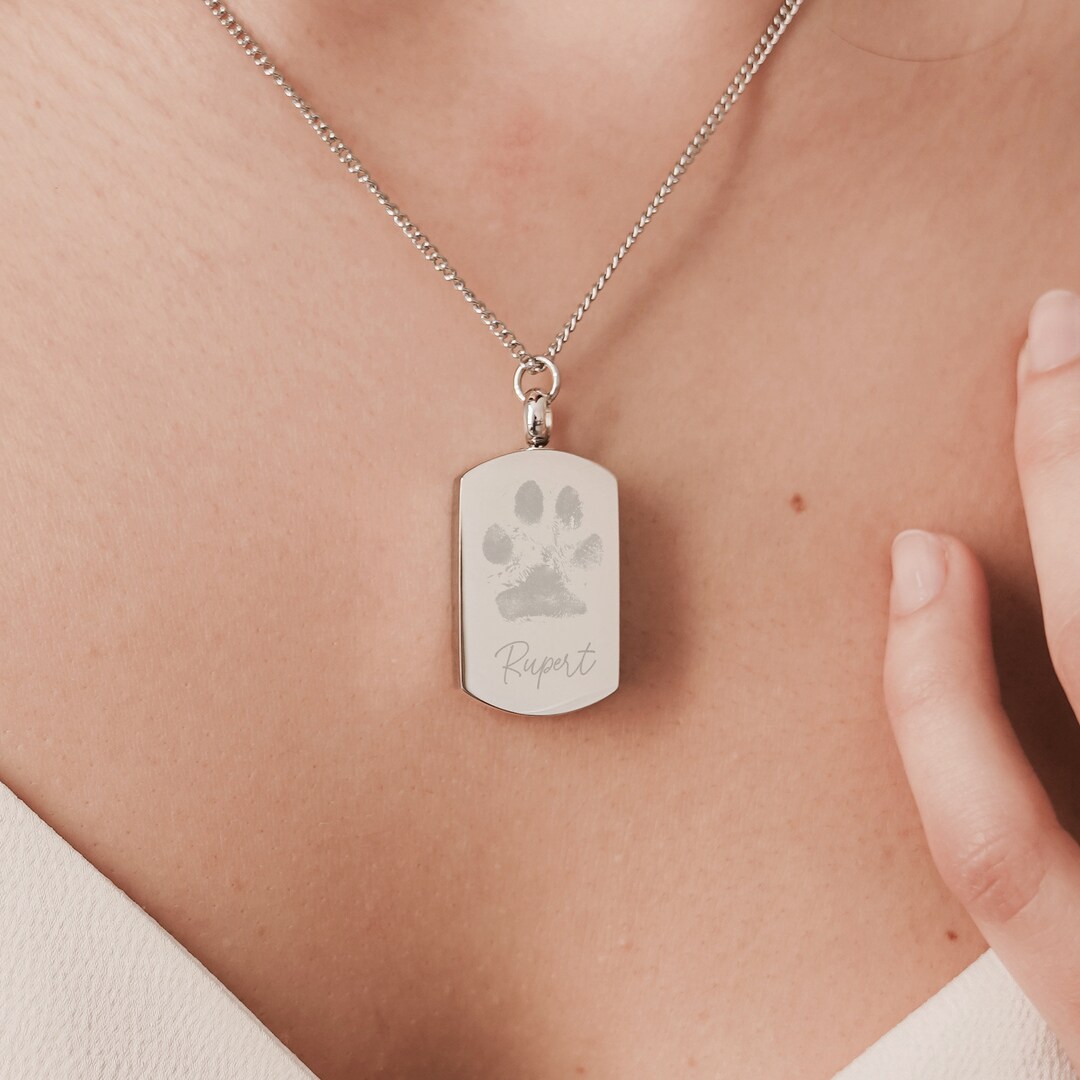 Paw Print Cremation Urn Dog Tag Pet Memorial Paw Print Memorial ...