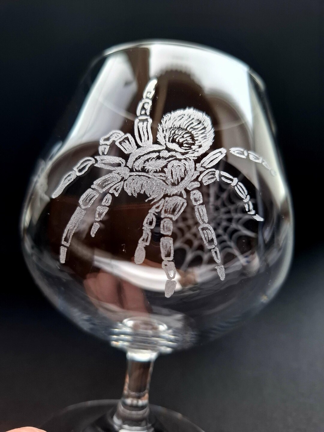 Spider Brandy Glass Hand Engraved Spider Web Spider Glass Art Spider ...