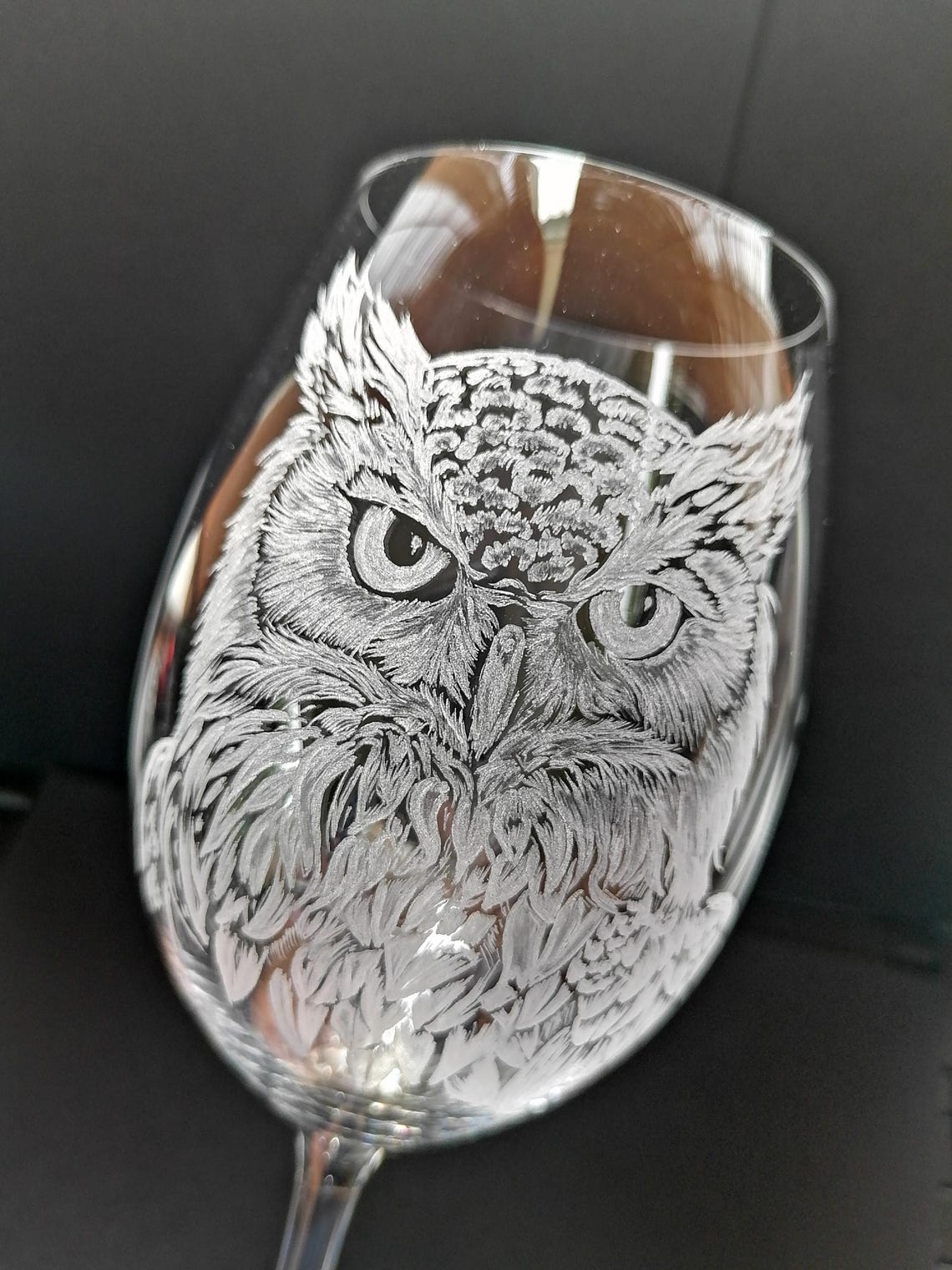 Owl, Hand Engraved Glass,gift, Birthday, Birds. - Etsy