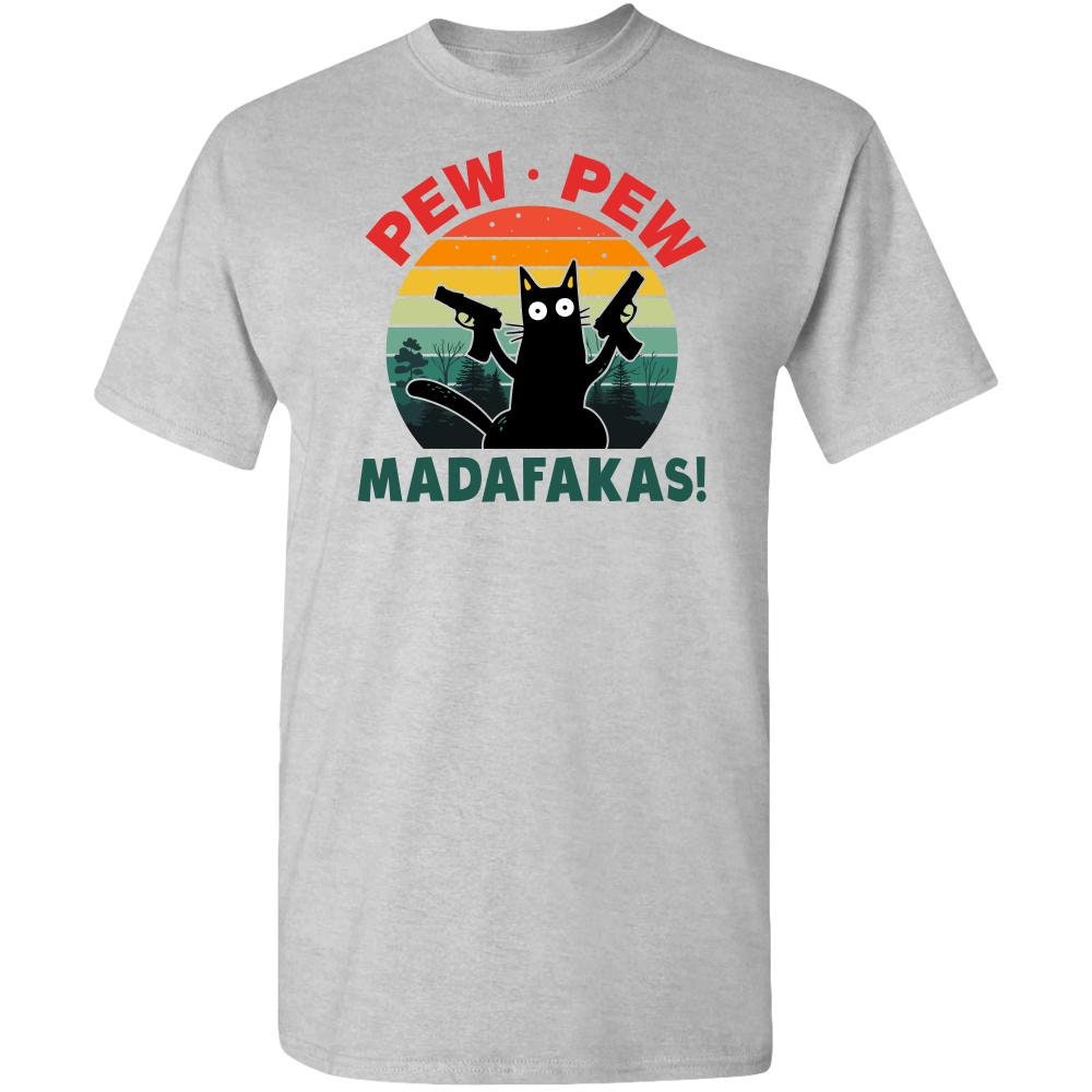 Pew Pew Madafakas! Black Cat With Guns, Vintage Logo