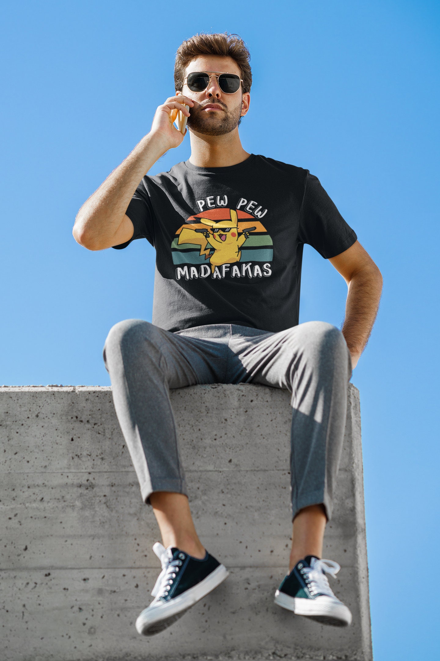 Pokemon Pikachu Pew Pew Madafakas Funny T-shirt Art Gameboy - Etsy
