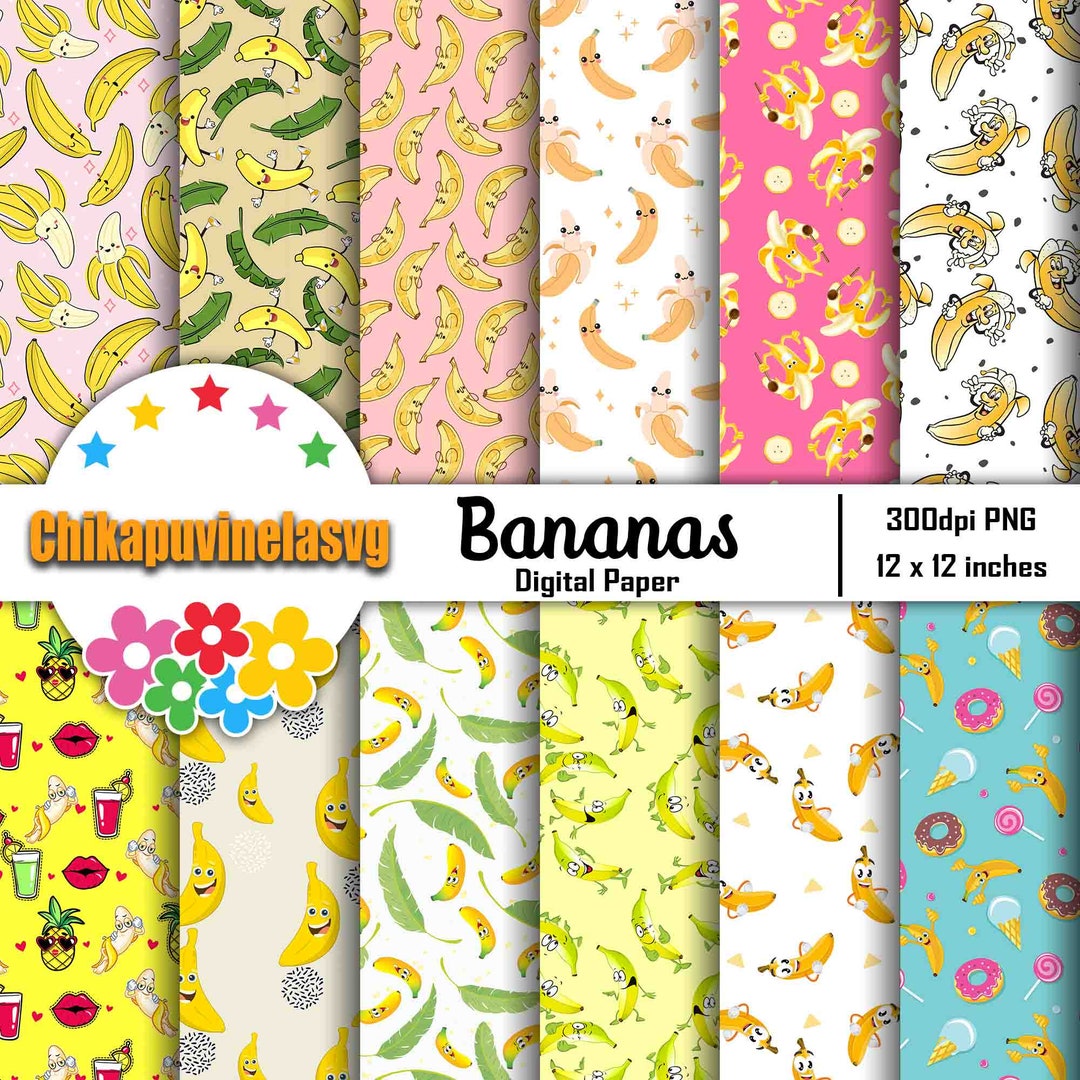 Bananas Seamless Pattern, Digital Papers, Scrapbook Papers, Wallpaper ...