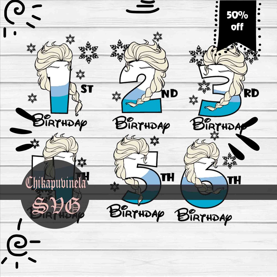Birthday Princess Svg, Bundle, Frozen Svg, Cartoon Svg, Cricut File ...