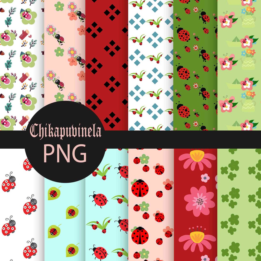 Lady Bug Seamless Pattern, Digital Papers, Scrapbook Papers, Pattern ...
