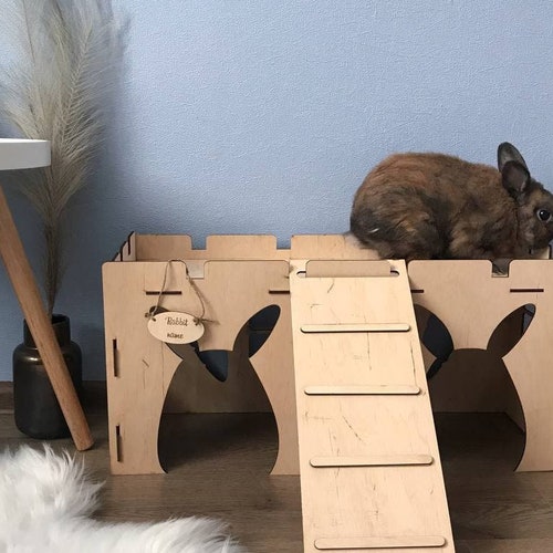 Wooden Rabbit House Bunny сastle 2 Ramps - Etsy