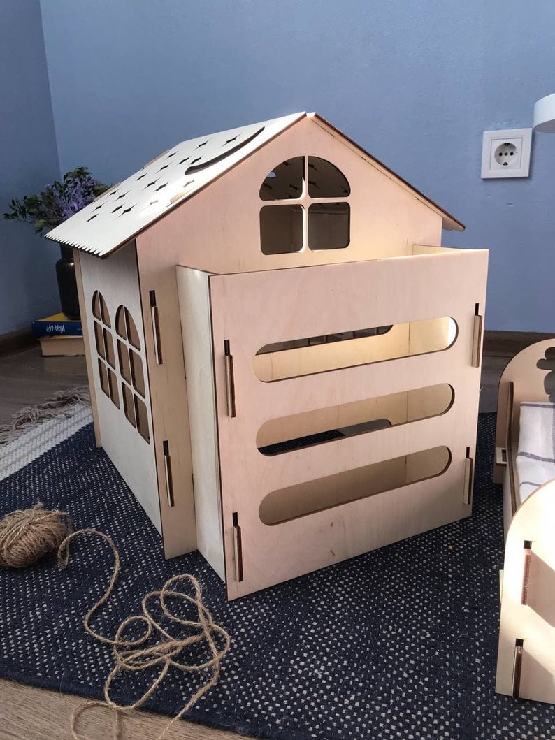 Wooden Rabbit House With a Feeder - Etsy