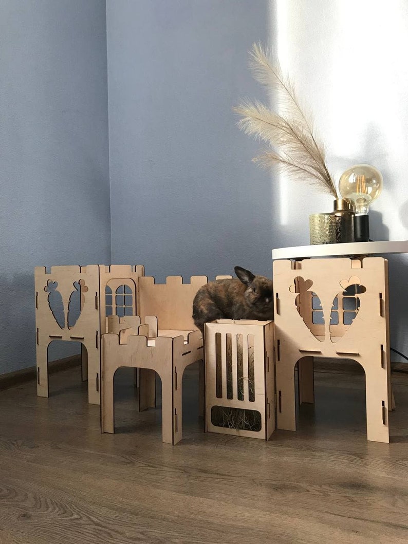 Wooden Rabbit House Bunny сastle 2 Ramps | Etsy