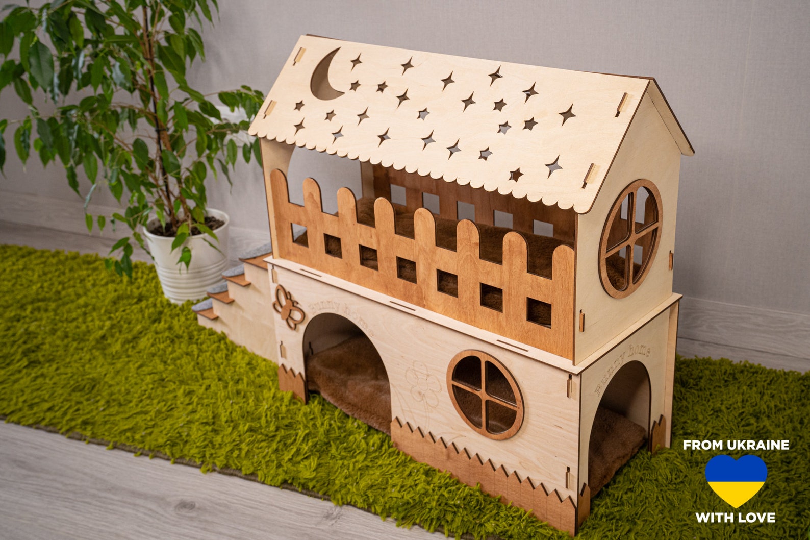 Wooden Rabbit House Bunny сastle With Pillow Add Your - Etsy