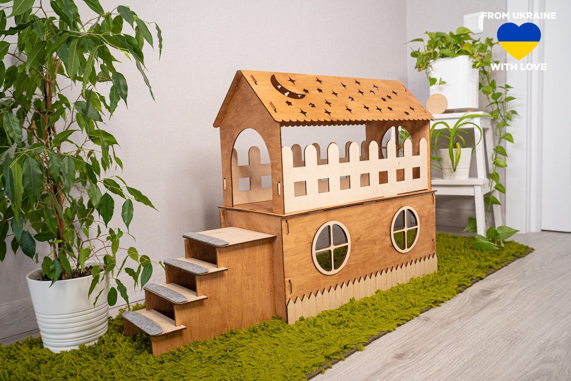 Wooden Rabbit House Bunny сastle With Pillow Add Your - Etsy