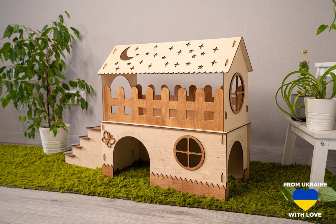 Wooden Rabbit House Bunny сastle With Pillow Add Your - Etsy