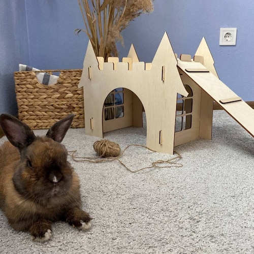 Large Bunny Castle Rabbit Castle House assembled - Etsy