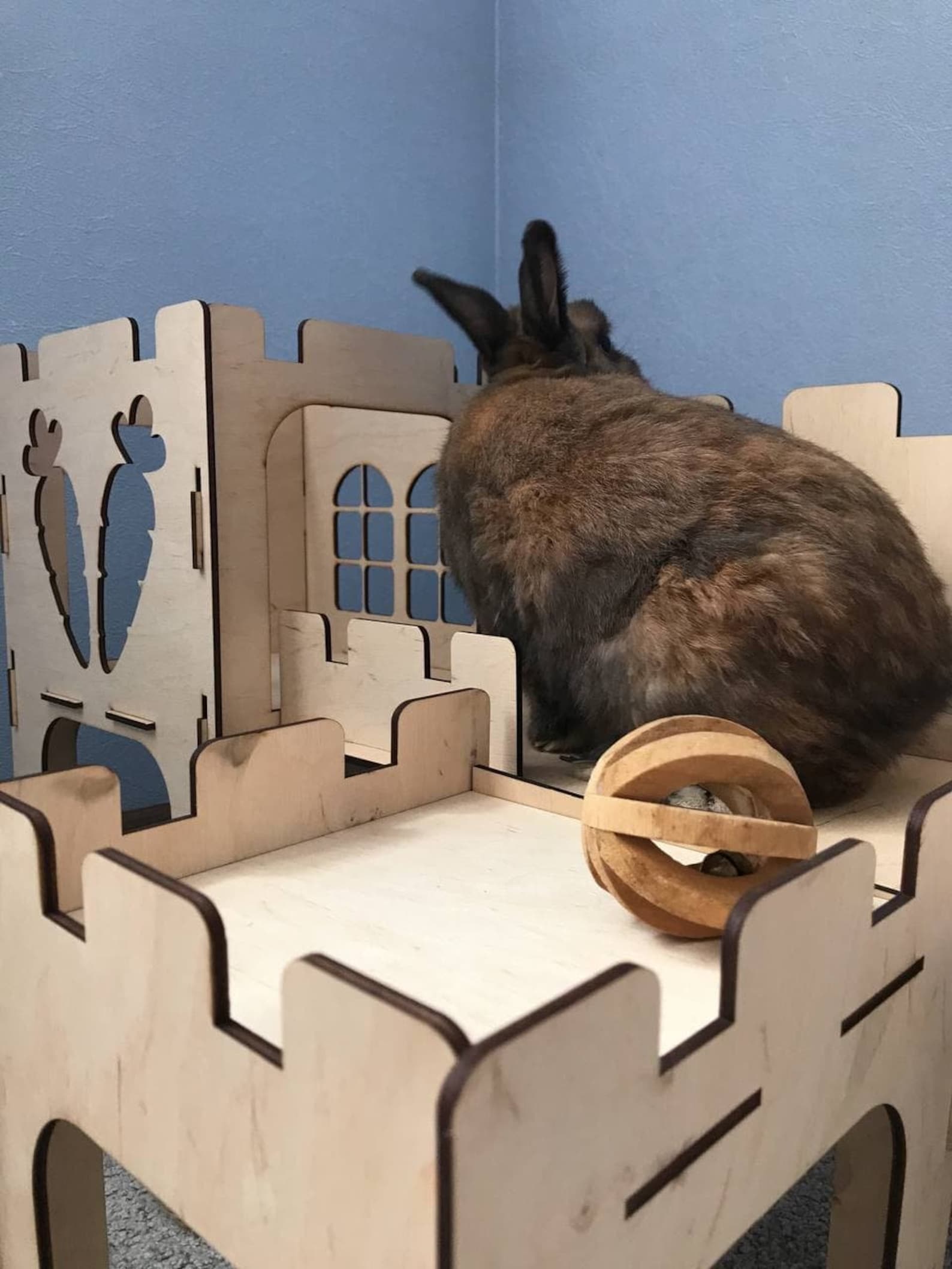 Wooden Rabbit House Bunny сastle 2 Ramps - Etsy Canada