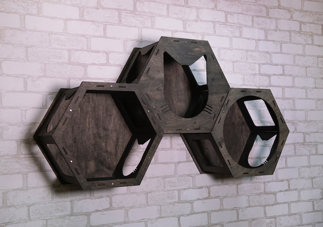 Hexagon Cat Shelf, Cat Shelves, Cat Wall Furniture, Cat Wall Shelves ...
