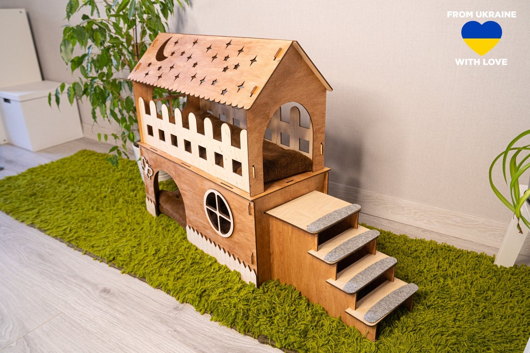 Modern Rabbit House, Castle for 2 Rabbits, Guinea Pig, Chinchilla House ...