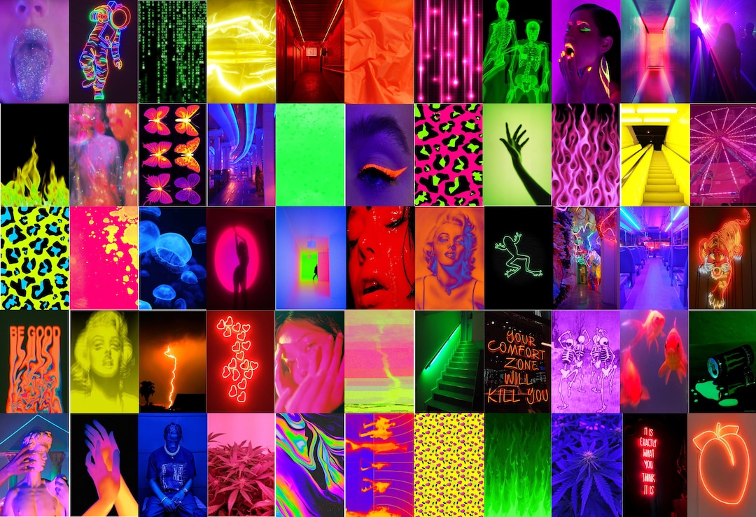 NEON Wall Collage Kit, Grunge Collage, Euphoria Aesthetic (DIGITAL ...