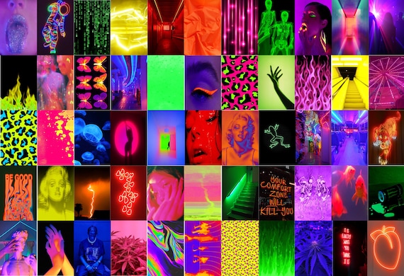NEON Wall Collage Kit Grunge Collage Euphoria Aesthetic | Etsy