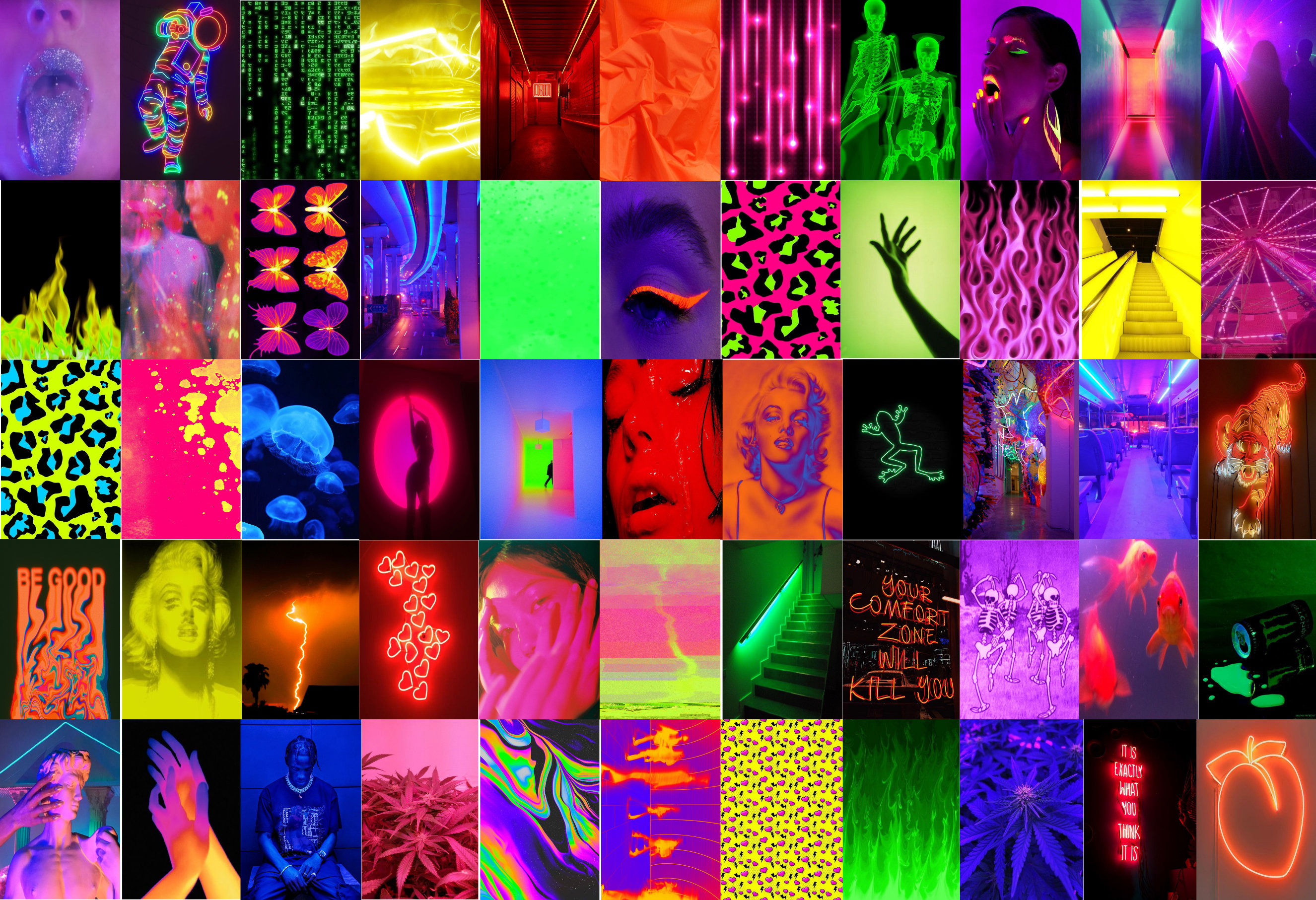 NEON Wall Collage Kit, Grunge Collage, Euphoria Aesthetic (DIGITAL ...