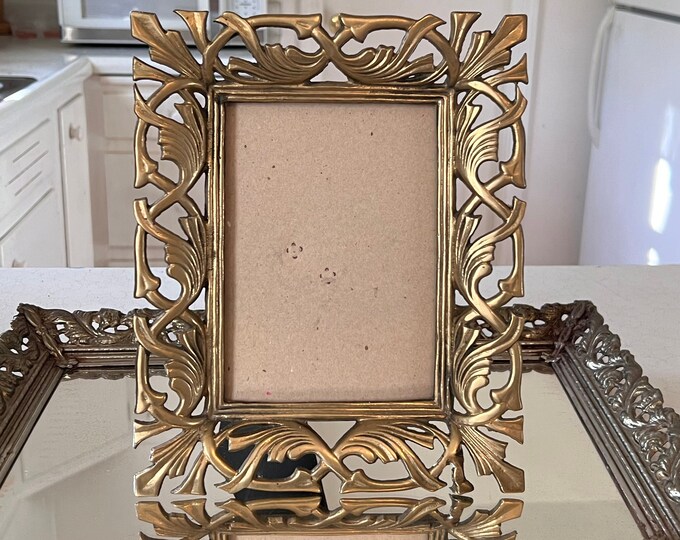 Vintage Solid Brass Picture Frame Ornate Brass Standup Picture Frame - Etsy