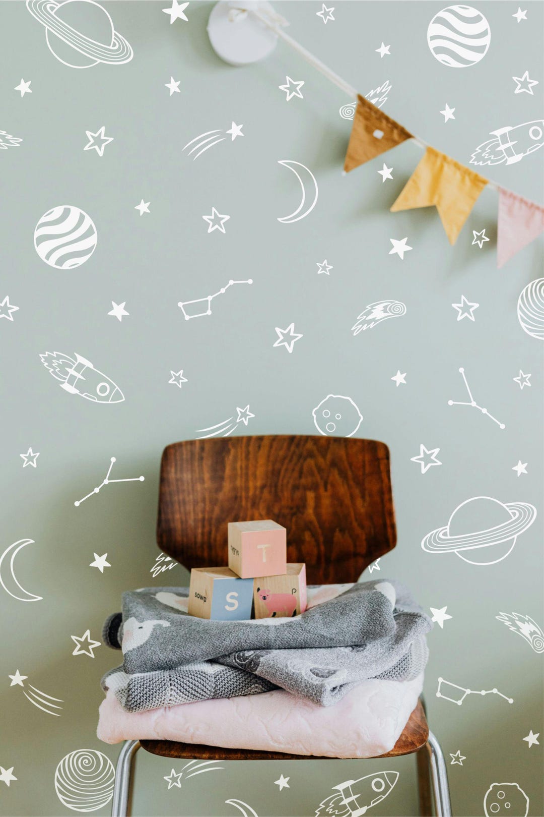 Space Wall Decals, Planets, Rockets, Moon, Stars Room Decor - Etsy 日本
