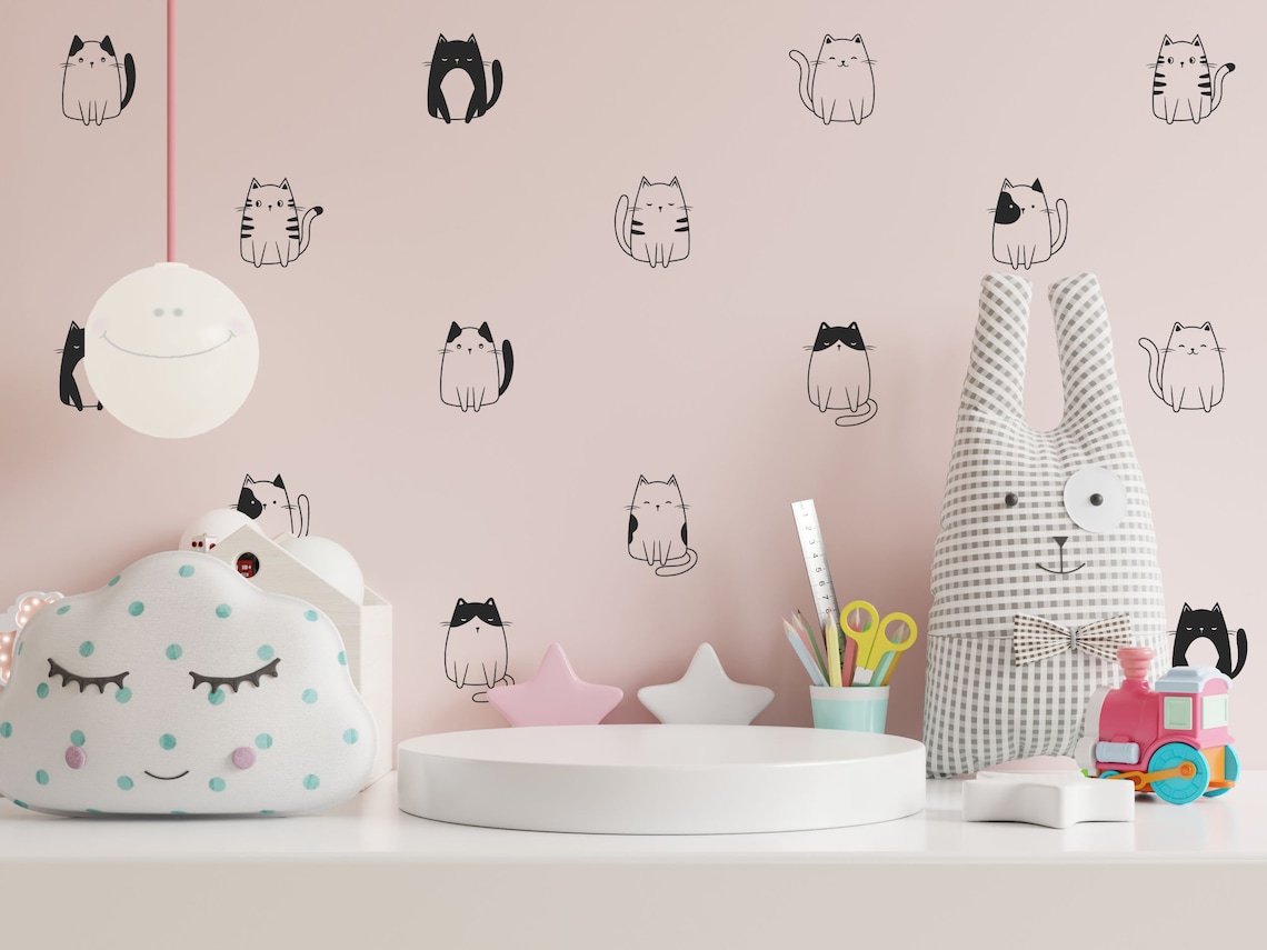 Cat Wall Decals /modern Nursery and Kids Room Décor/girl - Etsy