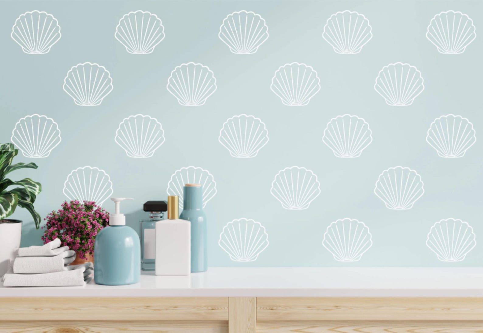 Seashell Wall Decals, Coastal Beach Nursery Decor, Ocean Wall Stickers ...