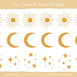 Sun, Moon and Stars Wall Decals / Celestial Decor / Nursery Decor ...